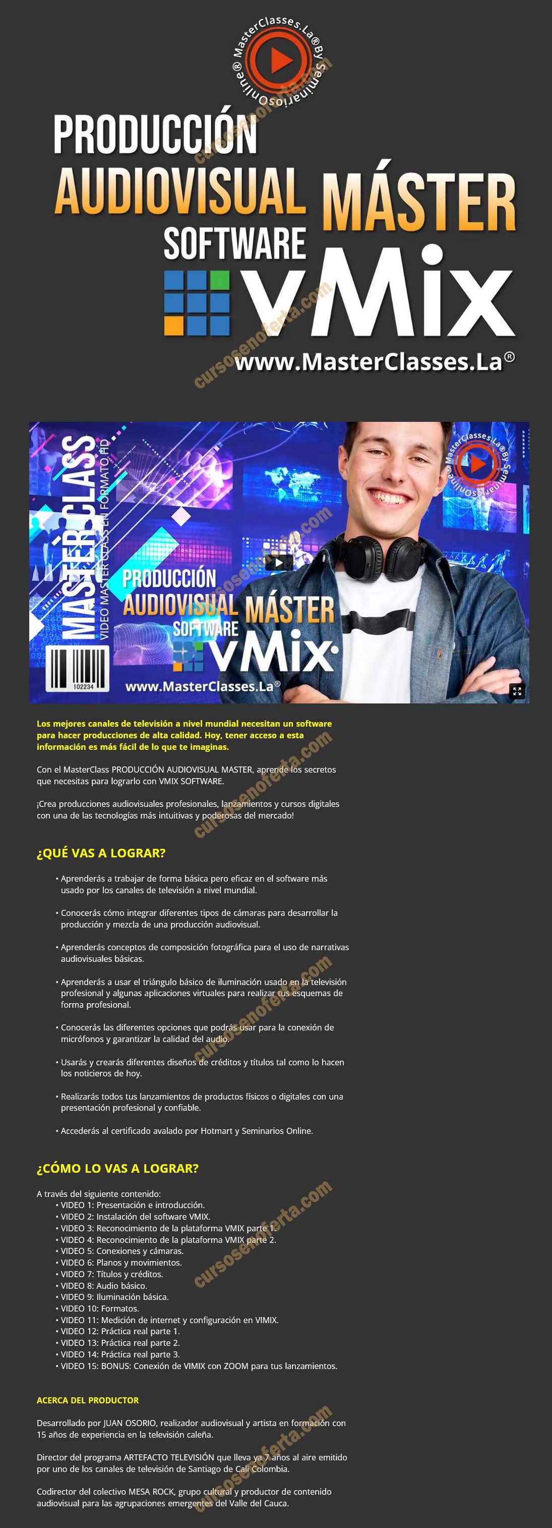 Producción audiovisual master - software VMIX - cursosenoferta.com